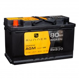 Аккумулятор автомобильный RUNNER AGM 80L RK820 800 А прям. пол. 80 Ач